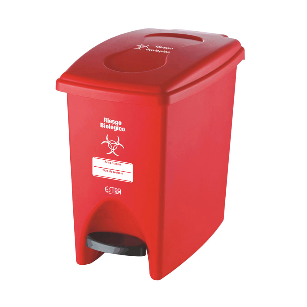 Canecas Pedal 10L rojo Riesgo Biologico - Estrasoluciones