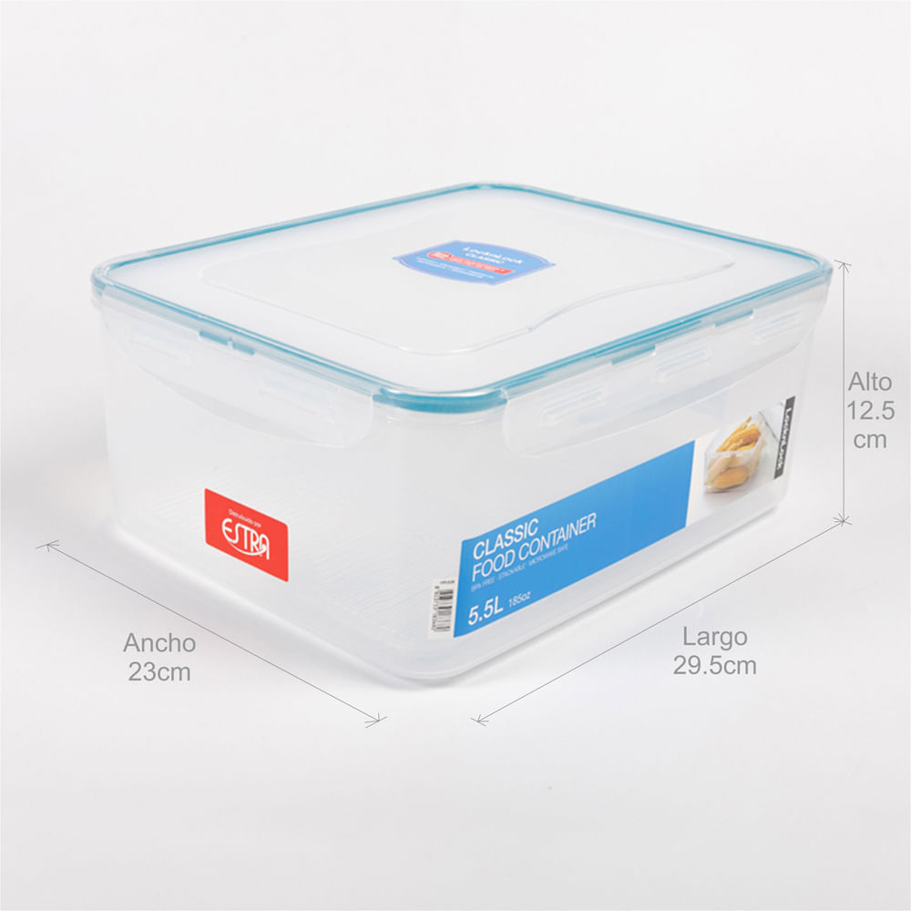 Recipiente Plastico Rectangular Classic 5.5L transparente - Estrasoluciones