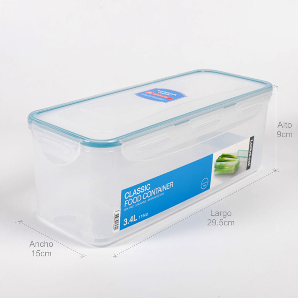 Recipiente Plastico Rectangular Con Rejilla Classic 3.4L transparente ...