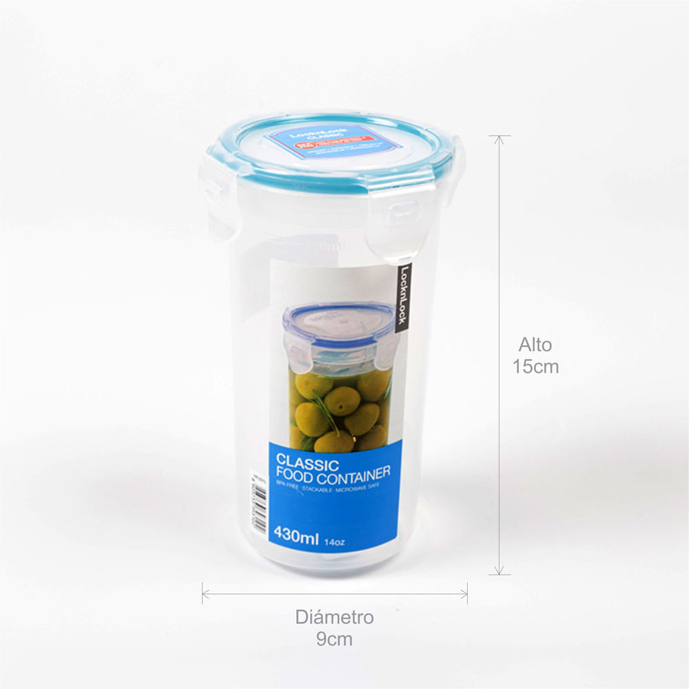 Recipiente Plastico Redondo Classic 430ml transparente - Estrasoluciones