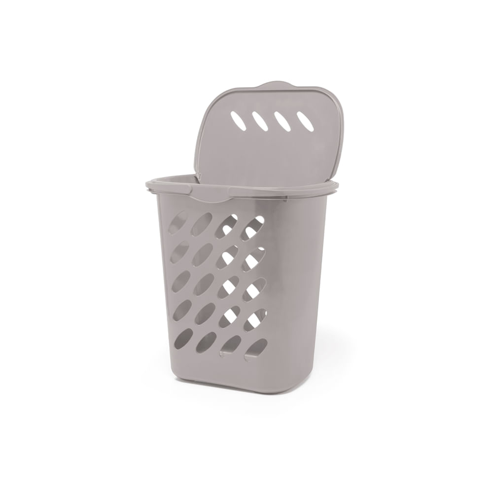 Canasta Para Ropa Con Tapa 46L Gris Claro - Estrasoluciones