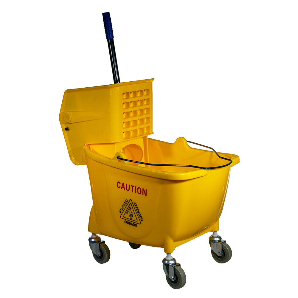 Balde plástico con escurridor de traperos industrial 32 litros amarillo ...